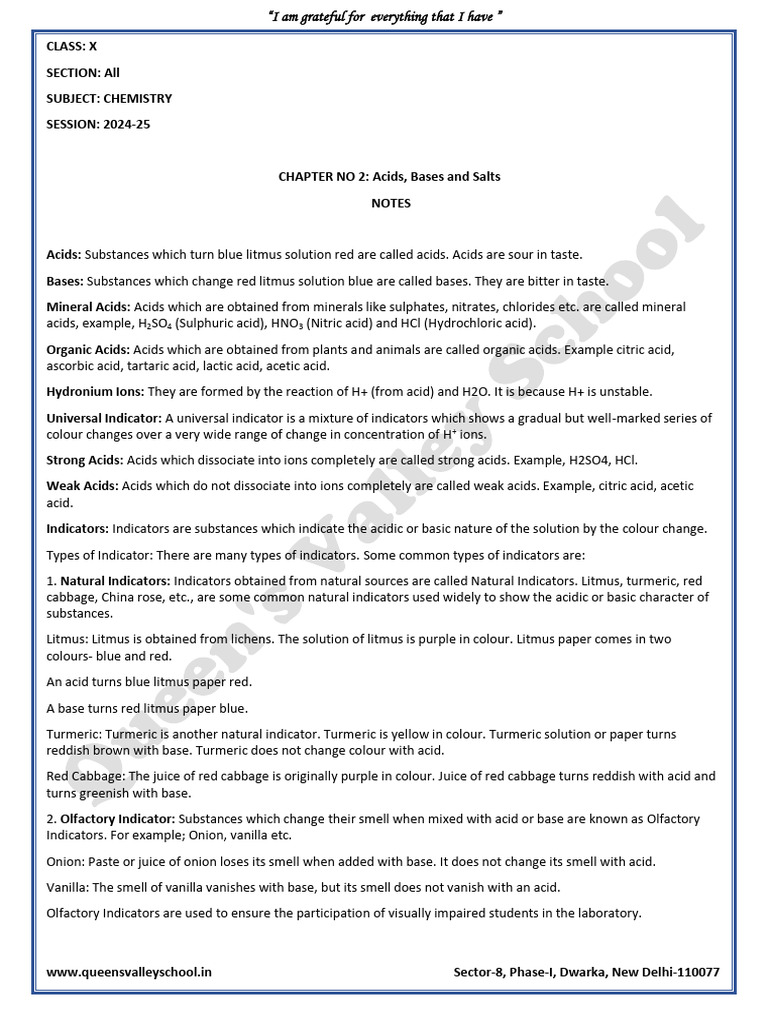 X-Chemistry-Ch2-Acids Bases and Salts-Notes | PDF | Sodium Bicarbonate ...