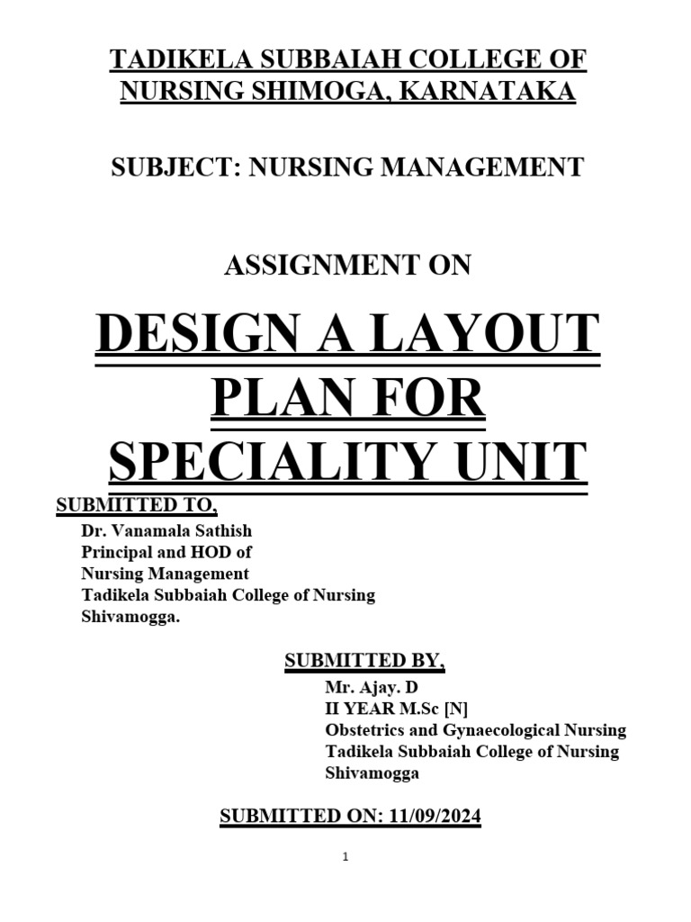Design A Layout Plan For Speciality Unit | PDF | Hospital | Health Care