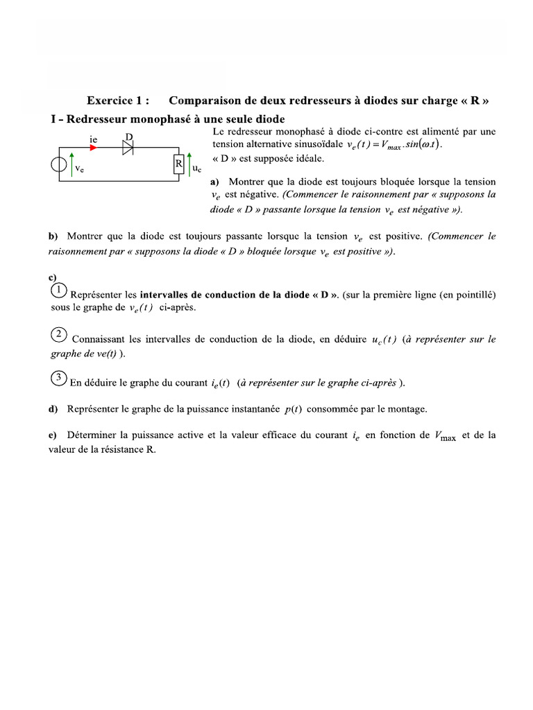 TD Redresseur Simple Exercice | PDF
