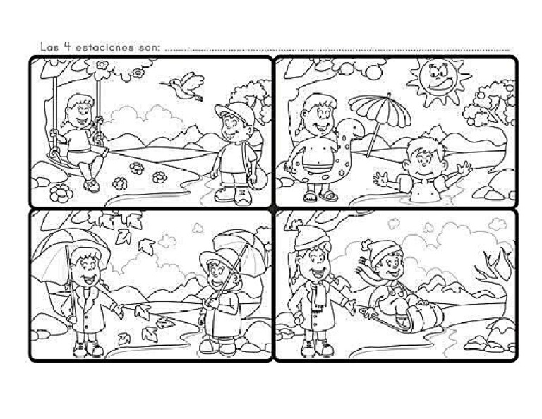 CUATRO ESTACIONES DEL AÑO PARA COLOREAR | PDF