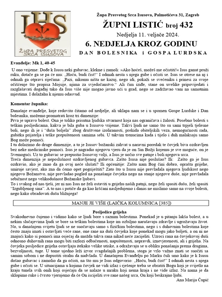 Zupni Listic 432 | PDF