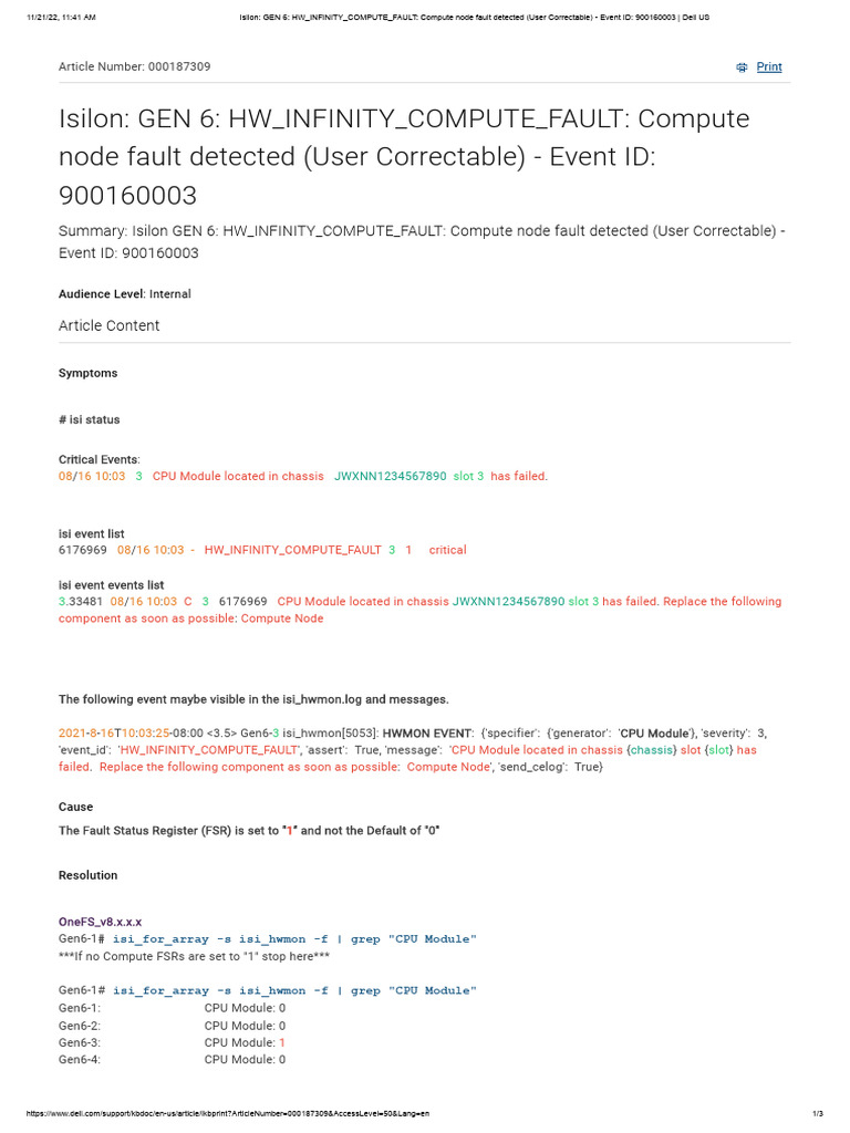 Isilon Gen6 Compute Fault Fix | PDF | Computing | System Software