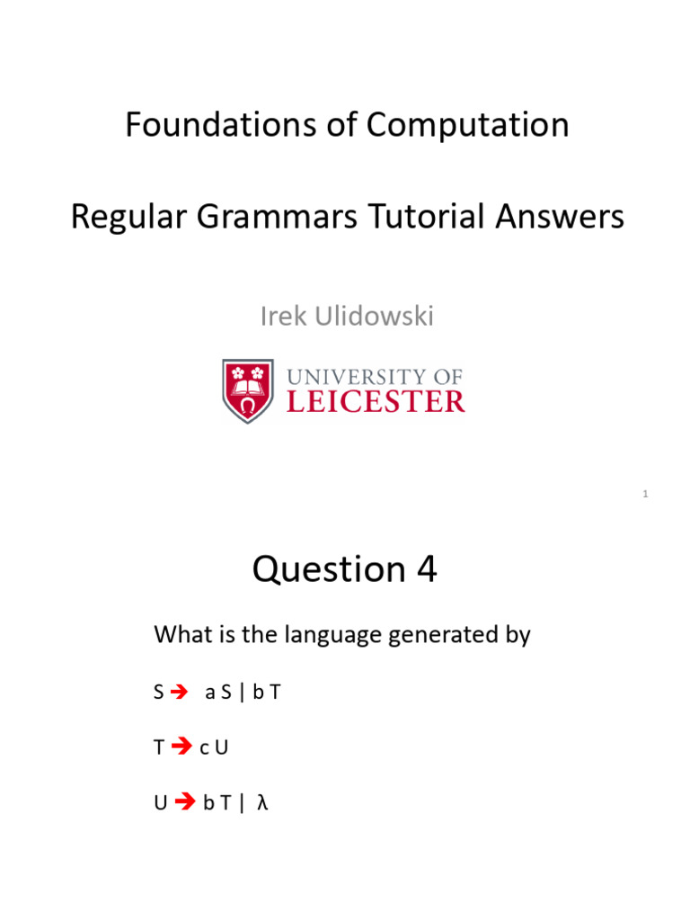 Regular Grammars Tutorial Answers - 1 | PDF