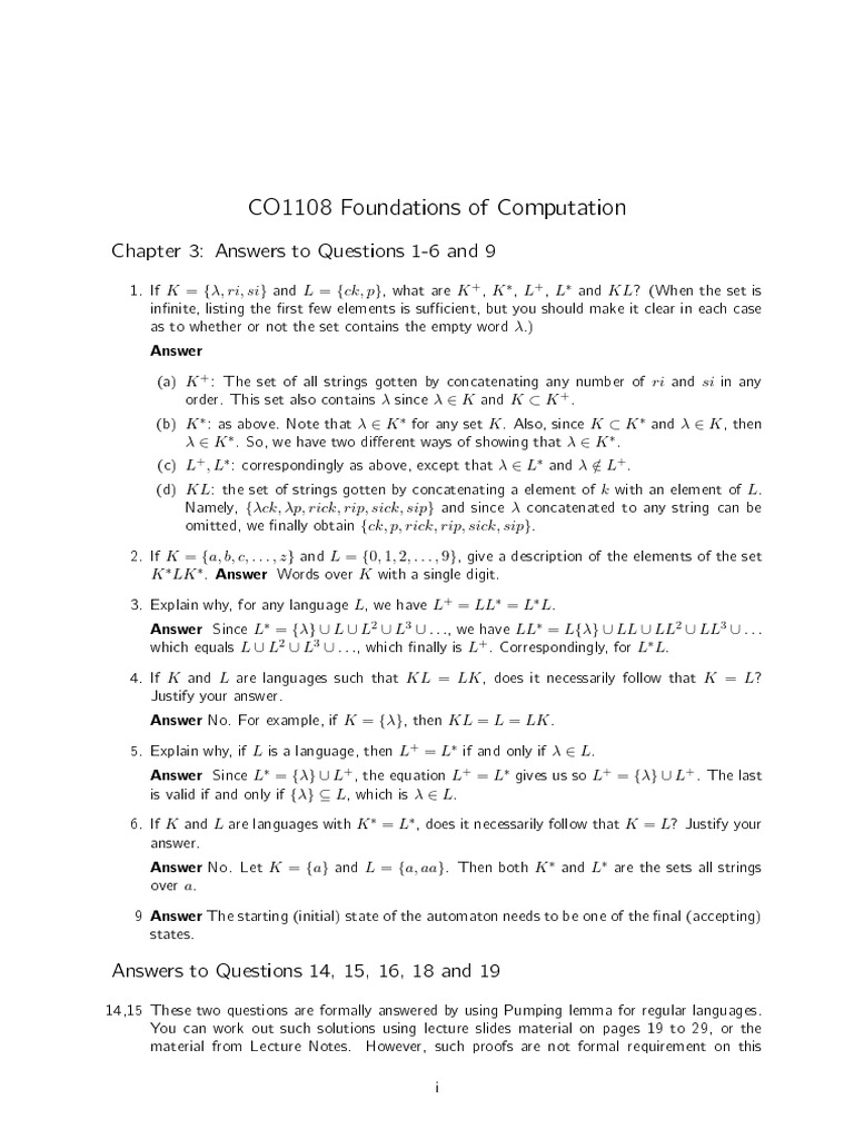 Finite Automata Tutorial Answers - 1 | PDF | Theoretical Computer ...