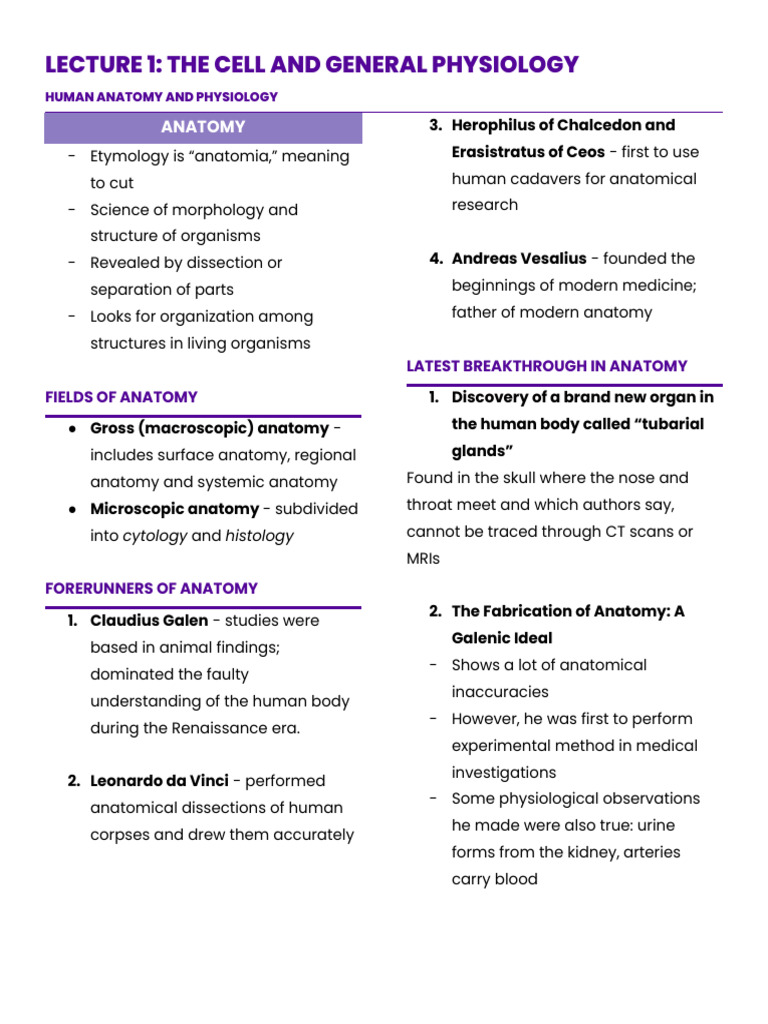 The Cell and General Physiology | PDF | Anatomy | Epithelium