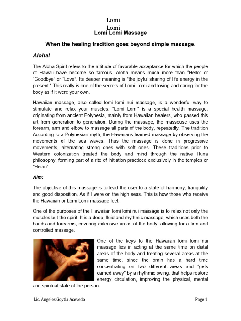 Lomi Lomi Massage | PDF | Massage