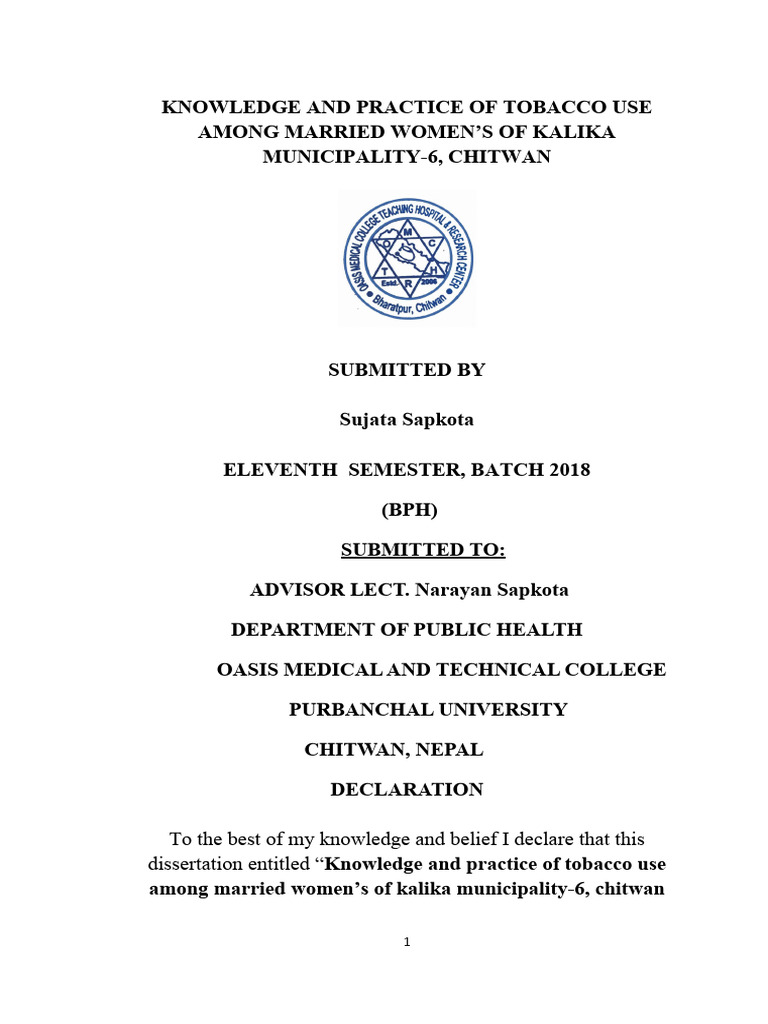 Final Proposal of Rabin Singh | PDF | Smoking | Tobacco Smoking