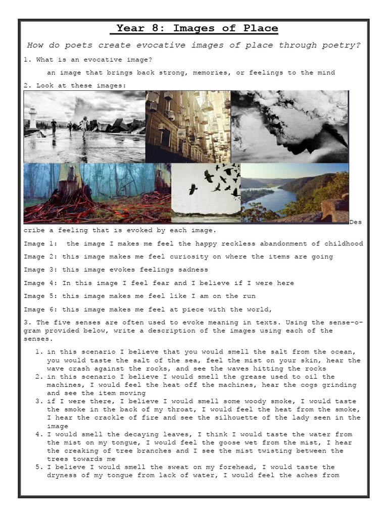 Evocative Imagery Worksheet | PDF | Cognitive Science
