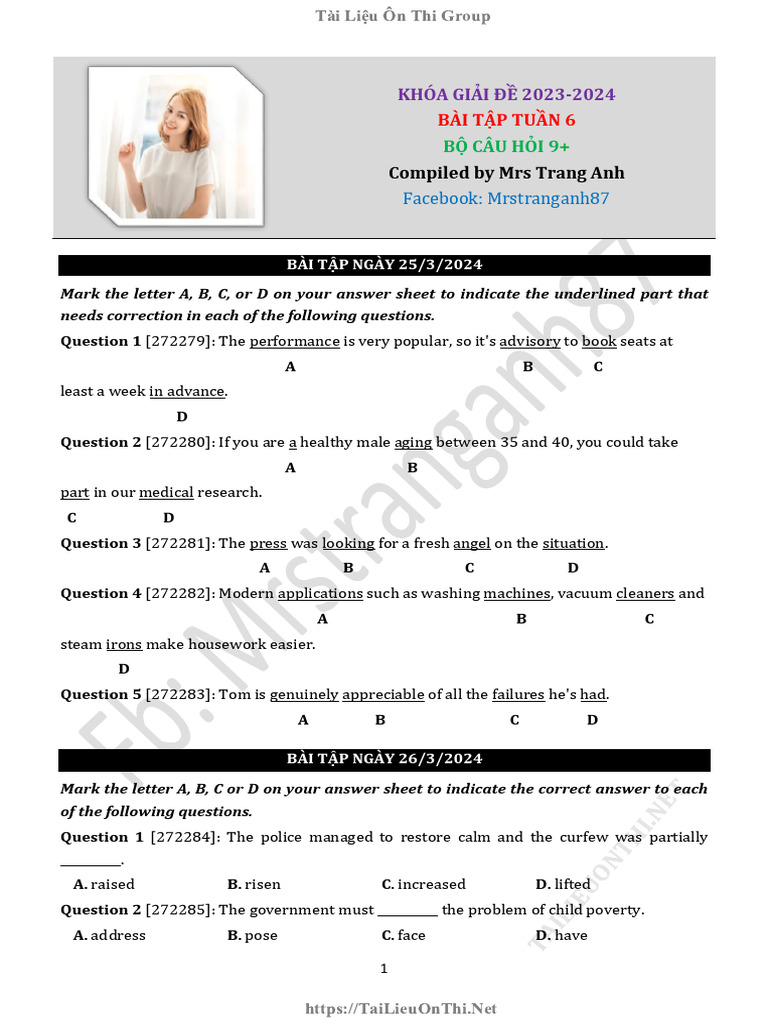 (LGD 2024) Bo Cau Hoi 9 Tuan 6 | PDF