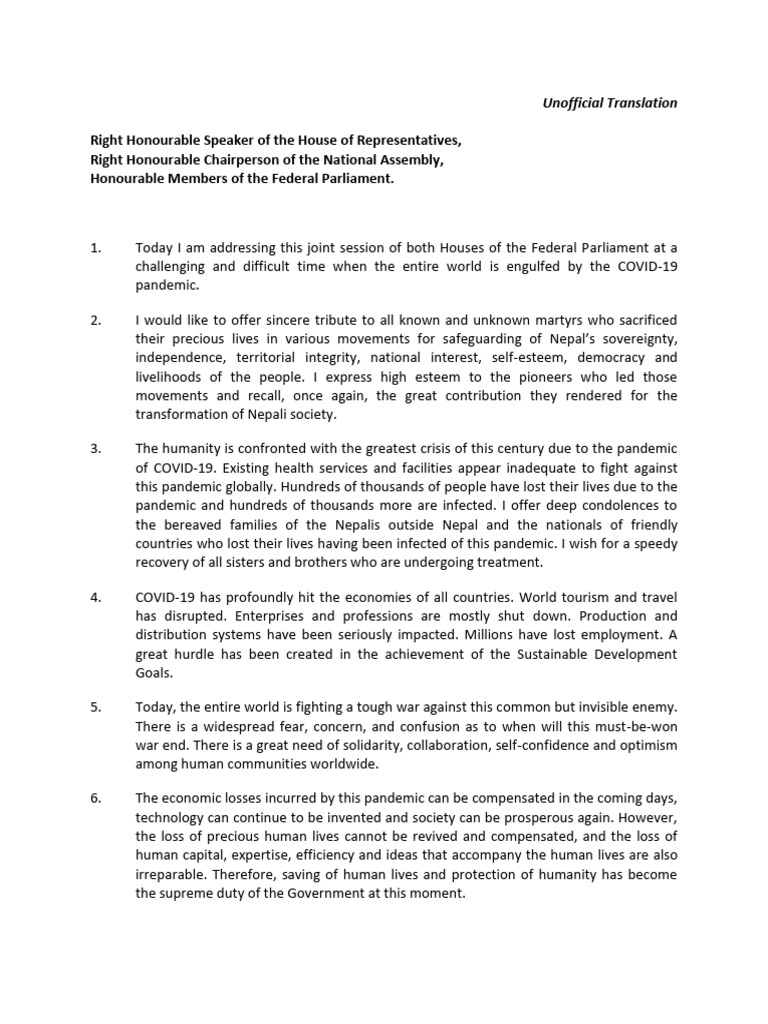 Unofficial Translation of Policy and Programme 2077-78 | PDF ...