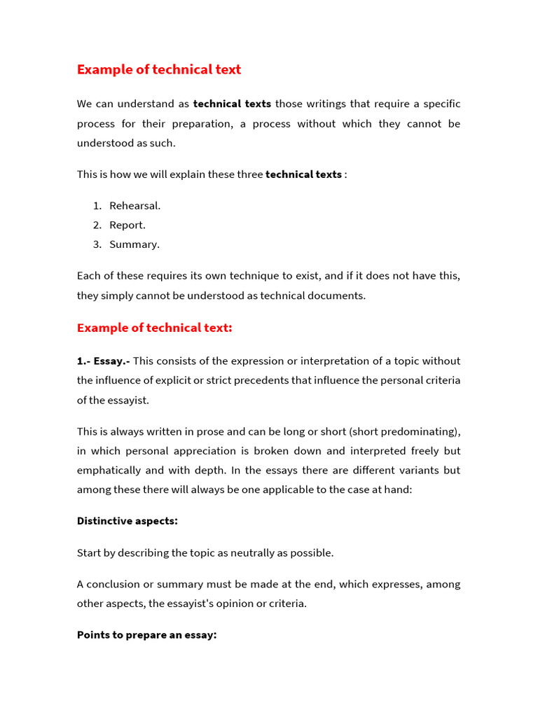 Technical Text Example | PDF | Essays | Idea