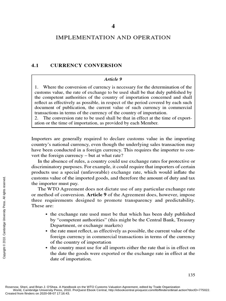 A Handbook On The WTO Customs Valuation Agreement - (4 Implementation ...