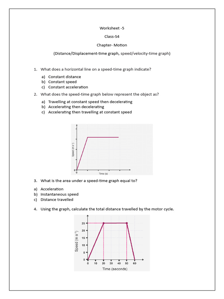 Worksheet 5 (D-T LJ V-T Graph) | Download Free PDF | Acceleration | Speed
