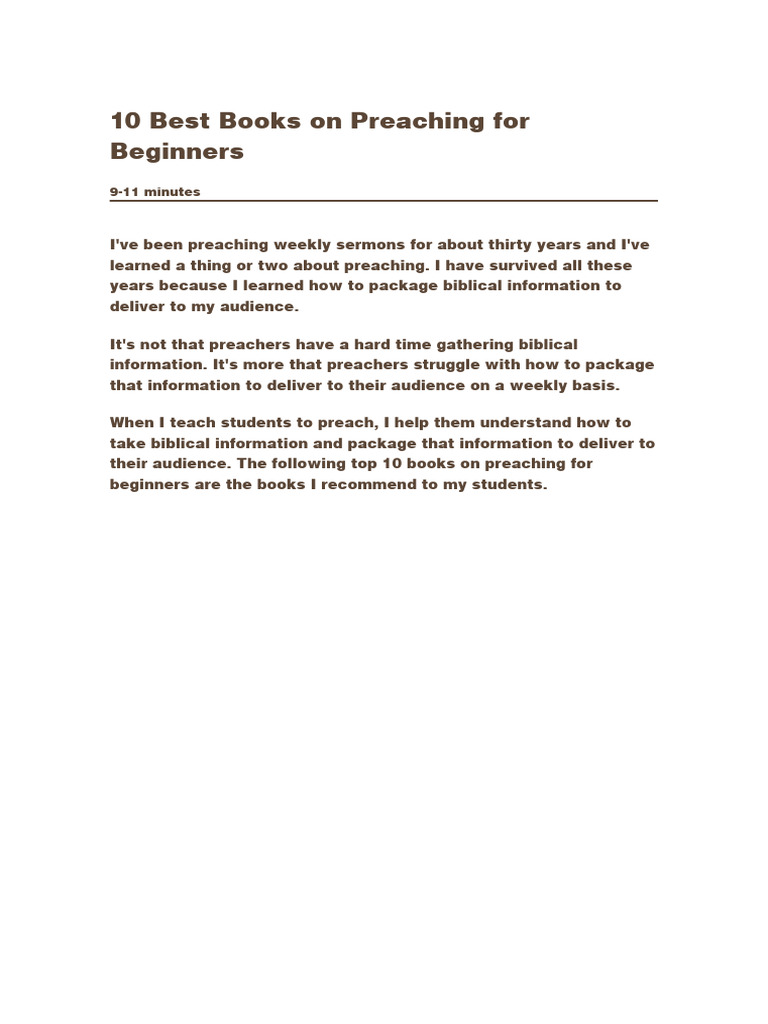 10 Best Books On Preaching For Beginners | PDF | Sermon | Expository ...