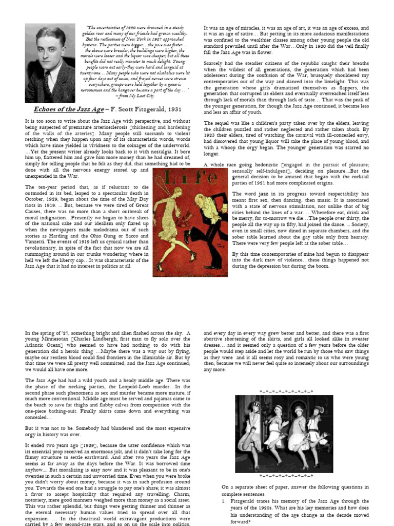 Echoes of The Jazz Age by FS Fitzgerald | PDF