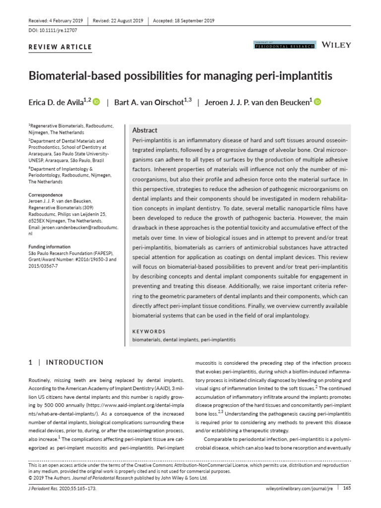 Biomaterial Based Possibilities For Managing Peri Implantitis | PDF ...