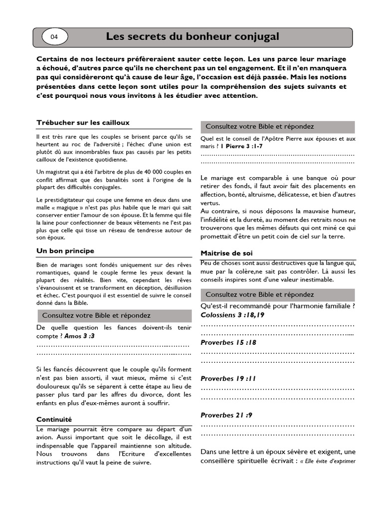 Secrets du bonheur conjugal | PDF