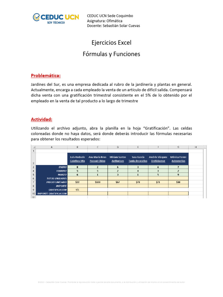 Ejercicios Excel 02 - Formulas y Funiciones Parte 01 | PDF | Informática | Software