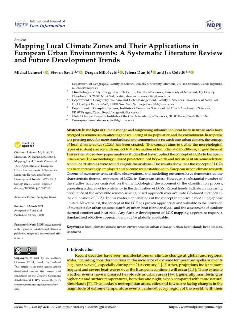 Mapping Local Climate Zones and Their Application in Eruopean Urban | PDF | Climate | Climatology