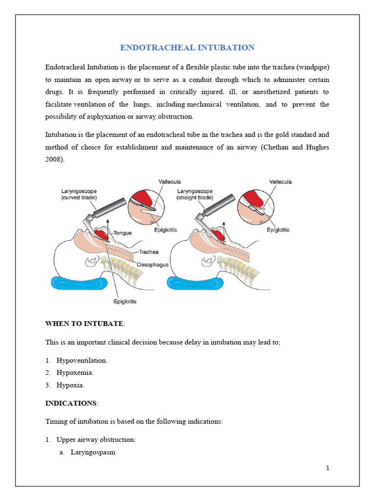 Endotracheal Intubation Procedure Guide | PDF | Medical Specialties ...