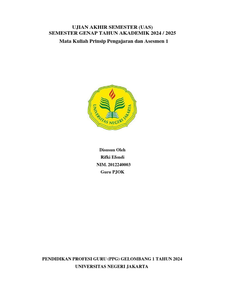 UAS-Prinsip Pengajaran Dan Asesmen 1 | PDF