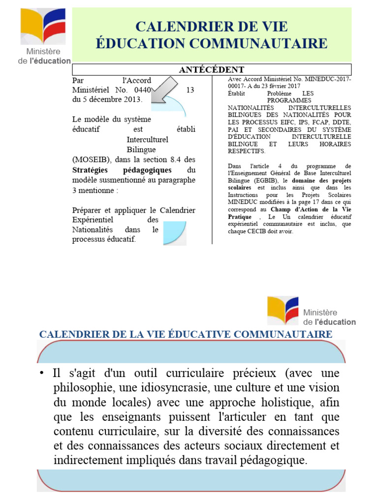 Calendrier Éducatif Communautaire Bilingue | PDF | Pédagogie ...