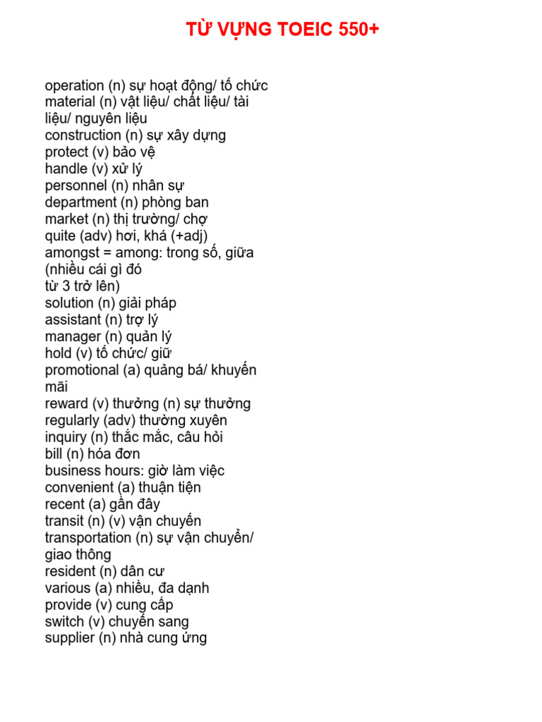 T V NG Toeic 550+ | PDF