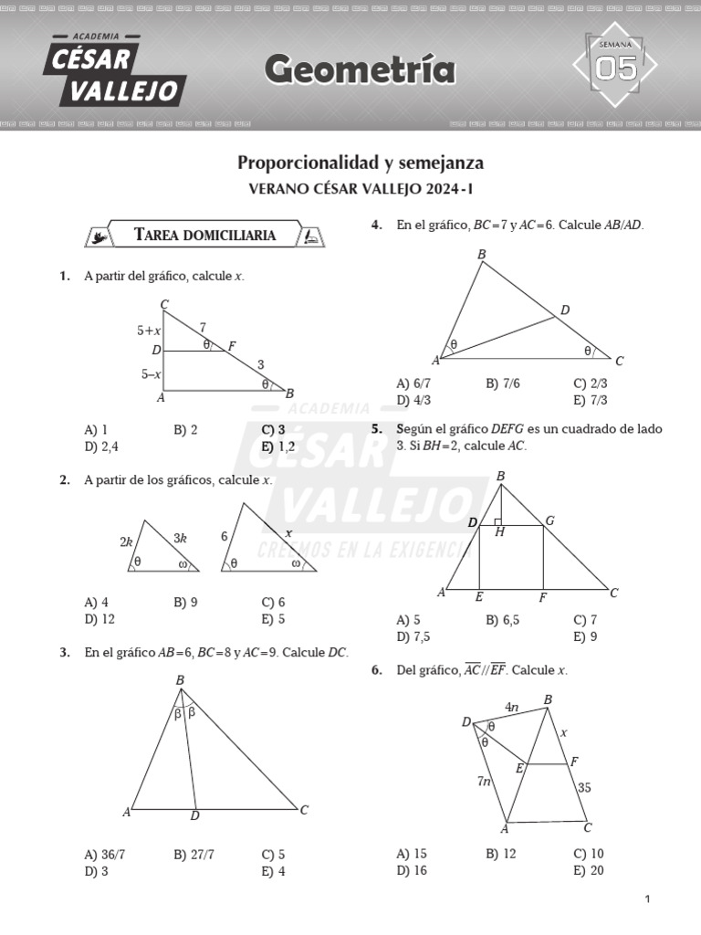 G - VCV - Dom - Sem 05 | PDF | Geometría triangular | Geometría Elemental