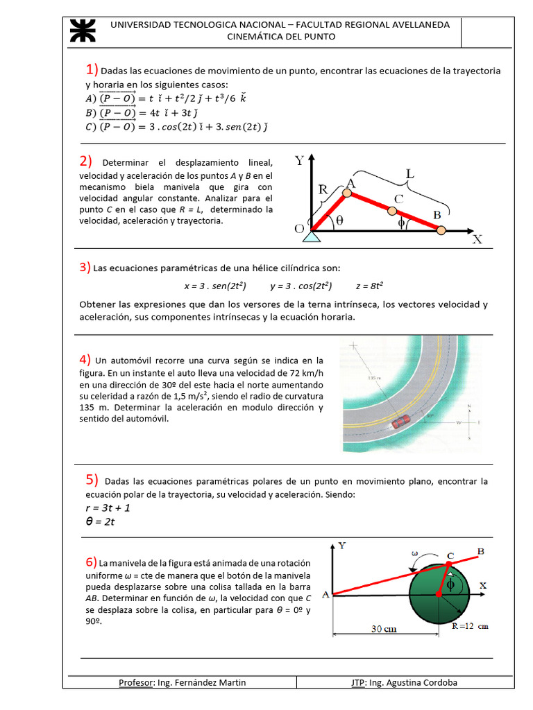 MR U 1 Cinemática Del Punto TP1 Enunciados | PDF | Velocidad | Cinemática