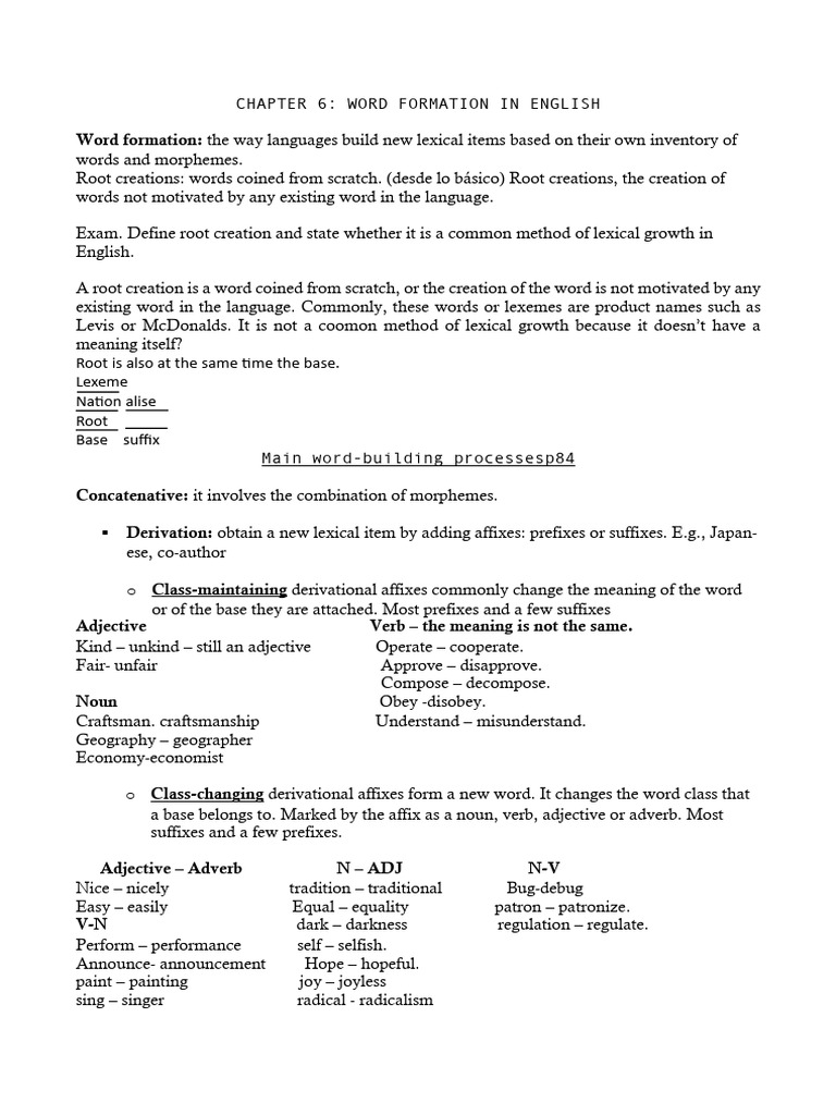 Chapter 6 and Chapter 7 - Morphology | PDF | Word | Morphology (Linguistics)