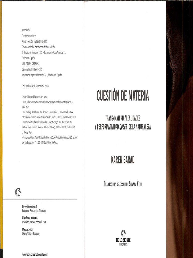 Karen Barad. Transmaterialidades | PDF