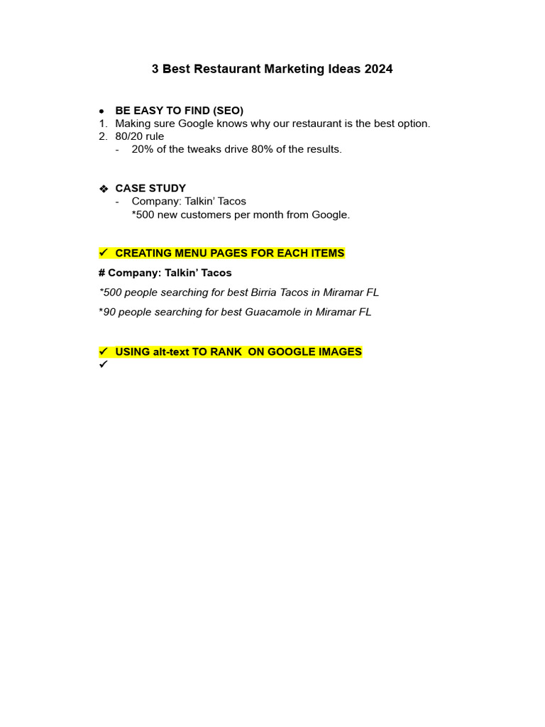 3 Best Restaurant Marketing Ideas 2024 | PDF