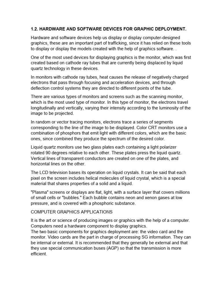 1.2 Hardware and Software For Graphic Deployment | PDF | Computer Monitor | Liquid Crystal Display