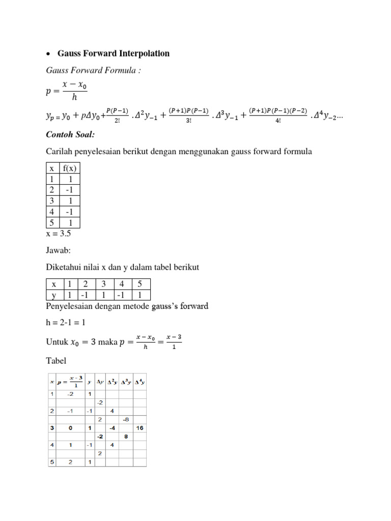 Gauss Forward, Backward Interpolation, Dan Bessel | PDF | Metode ... Gauss Forward, Backward Interpolation, Dan Bessel | PDF | Metode ...