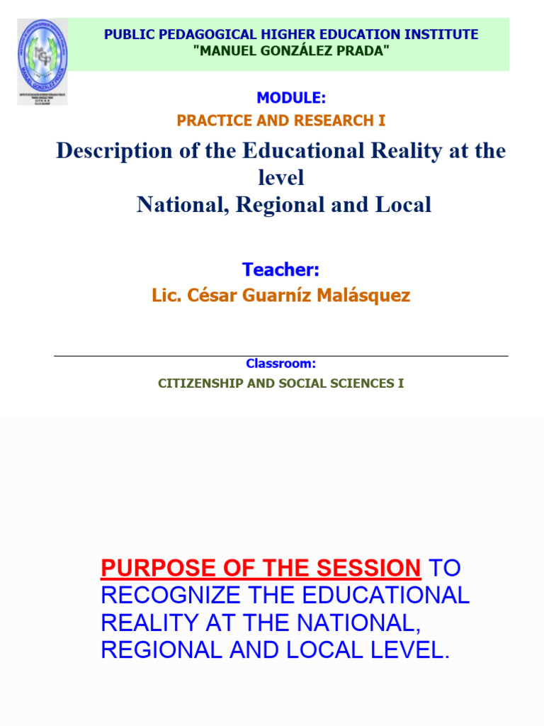 Description of The National, Regional and Local Educational Reality ...