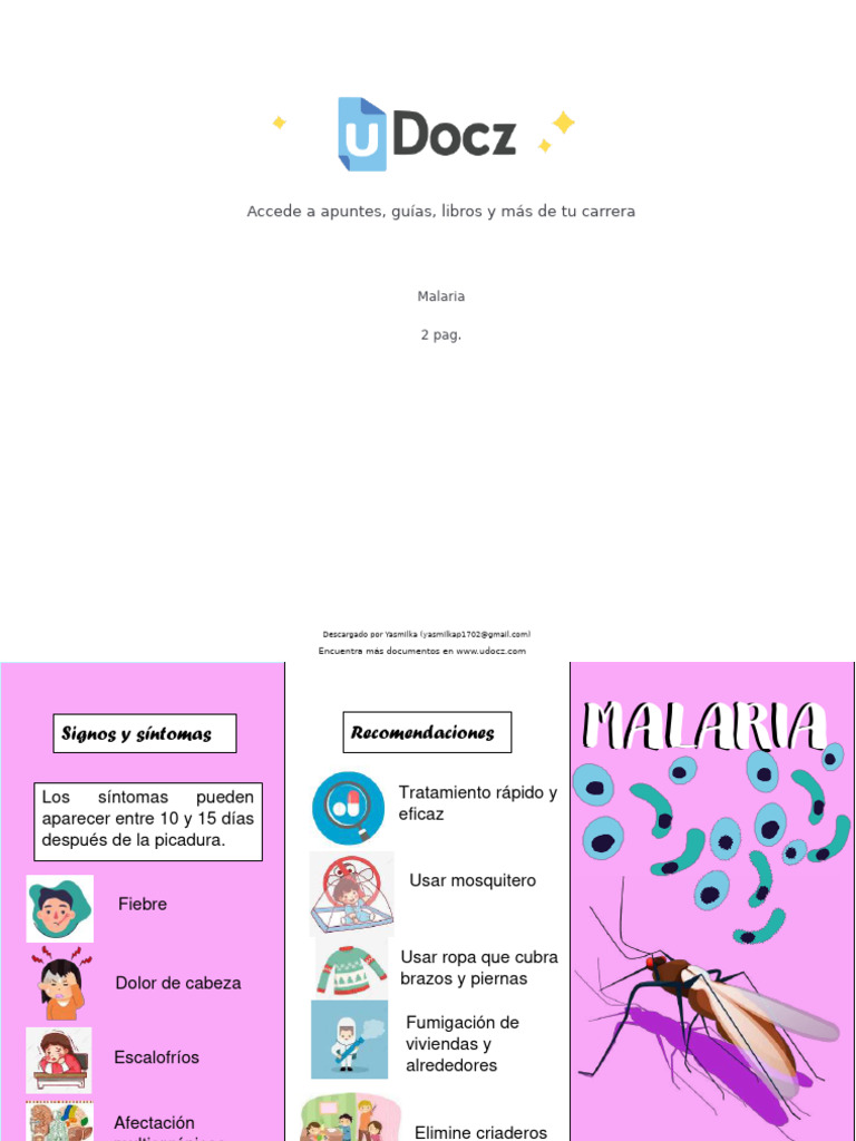Brochure Malaria 411523 Downloadable 6038174 Descargar Gratis Pdf