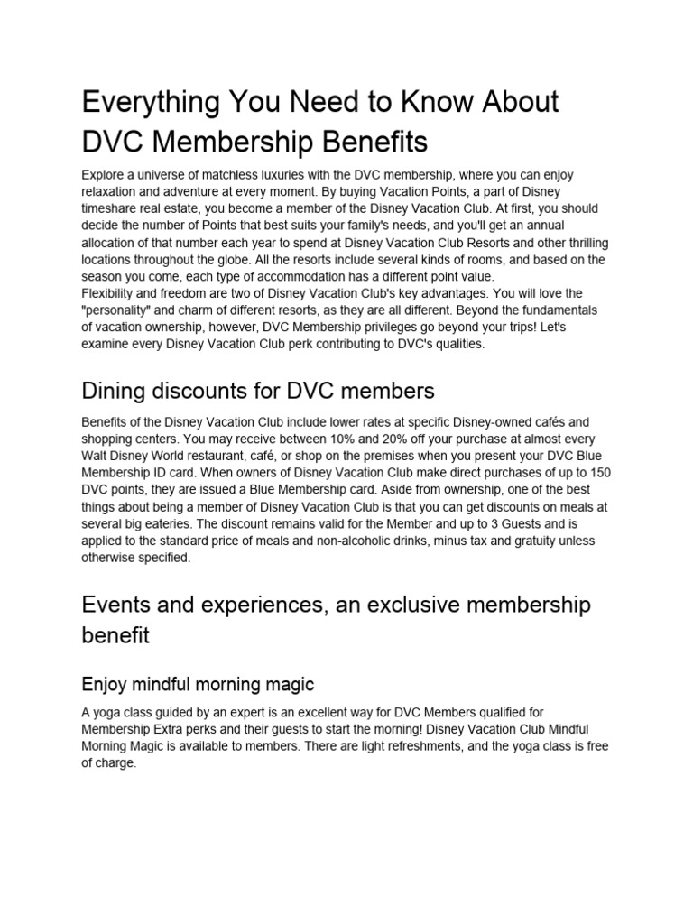 Benefits DVC - Edited | PDF