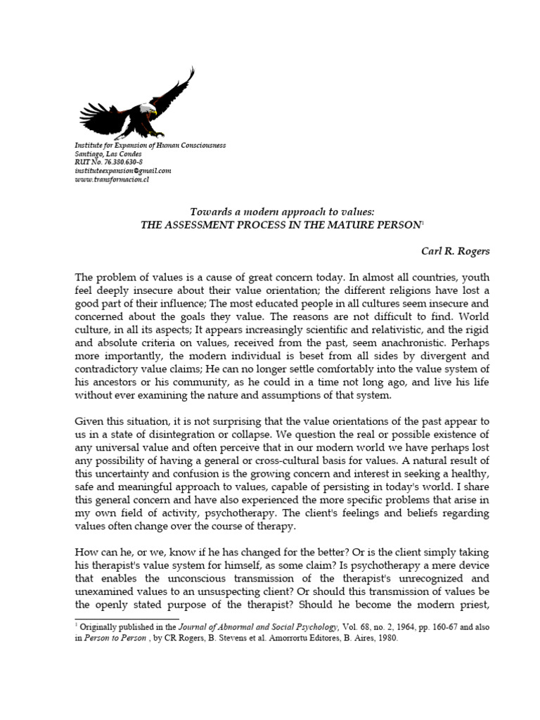 C Rogers Towards A Modern Approach To Rogers Values | PDF | Experience ...
