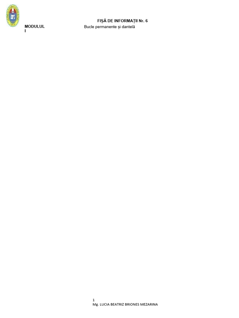 Fișă de Informații Nr. 6 Modulul I: Bucle Permanente Și Dantelă | PDF