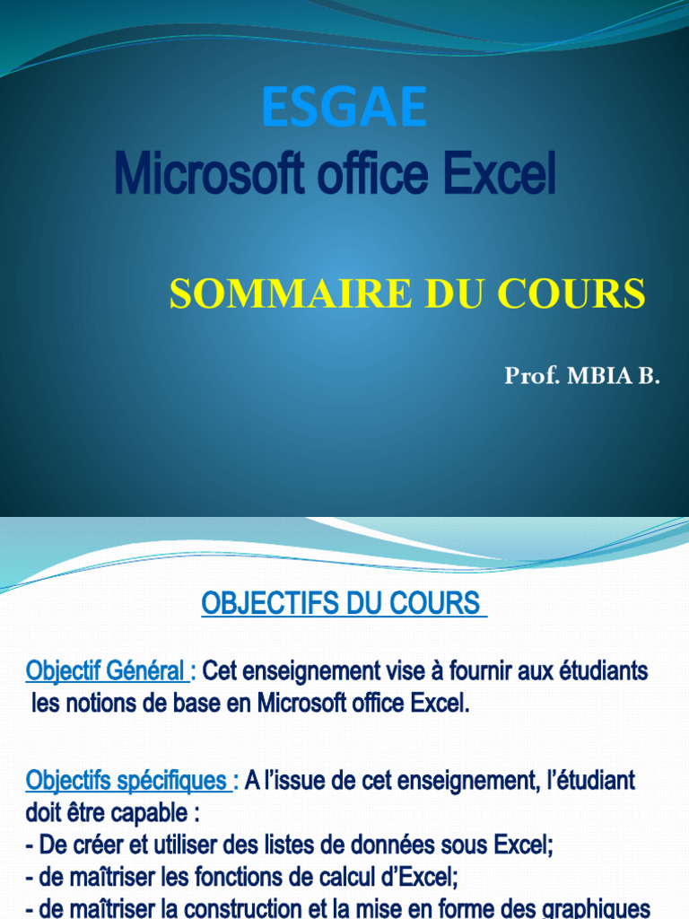 Sommaire Cours Excel BGRH1 | PDF