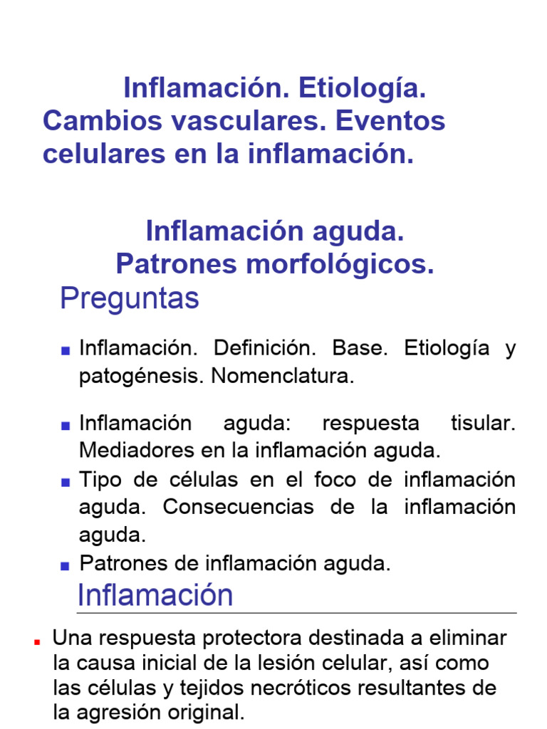 Inflamación Aguda: Causas y Mecanismos | PDF | Inflamación | Leucocito