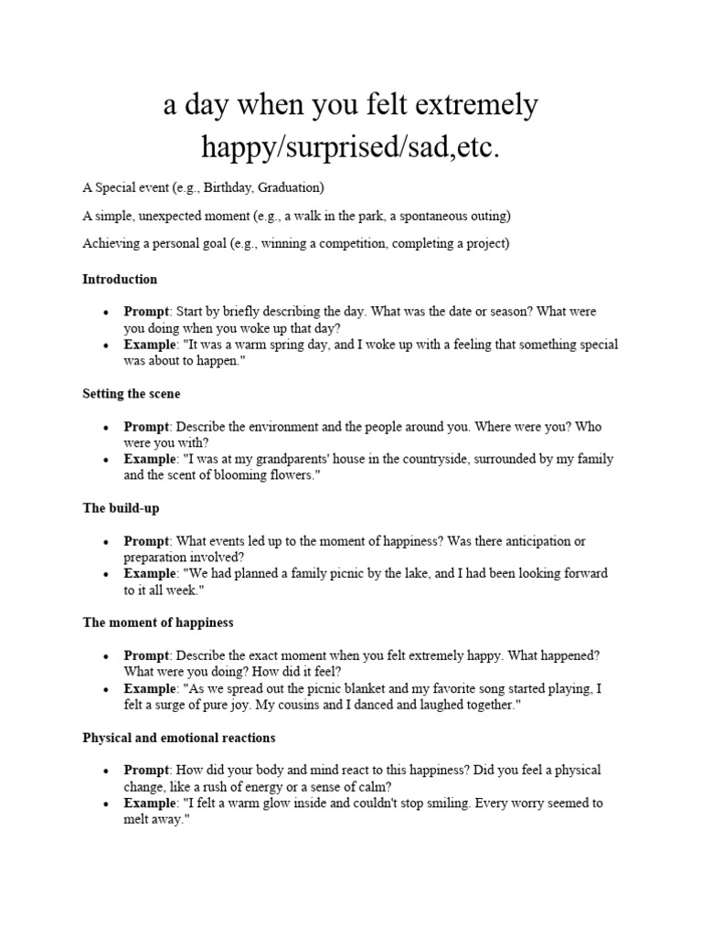 NC2-24E - Session 10 - A DAY YOU FELT EXTREMELY HAPPY | PDF | Happiness ...