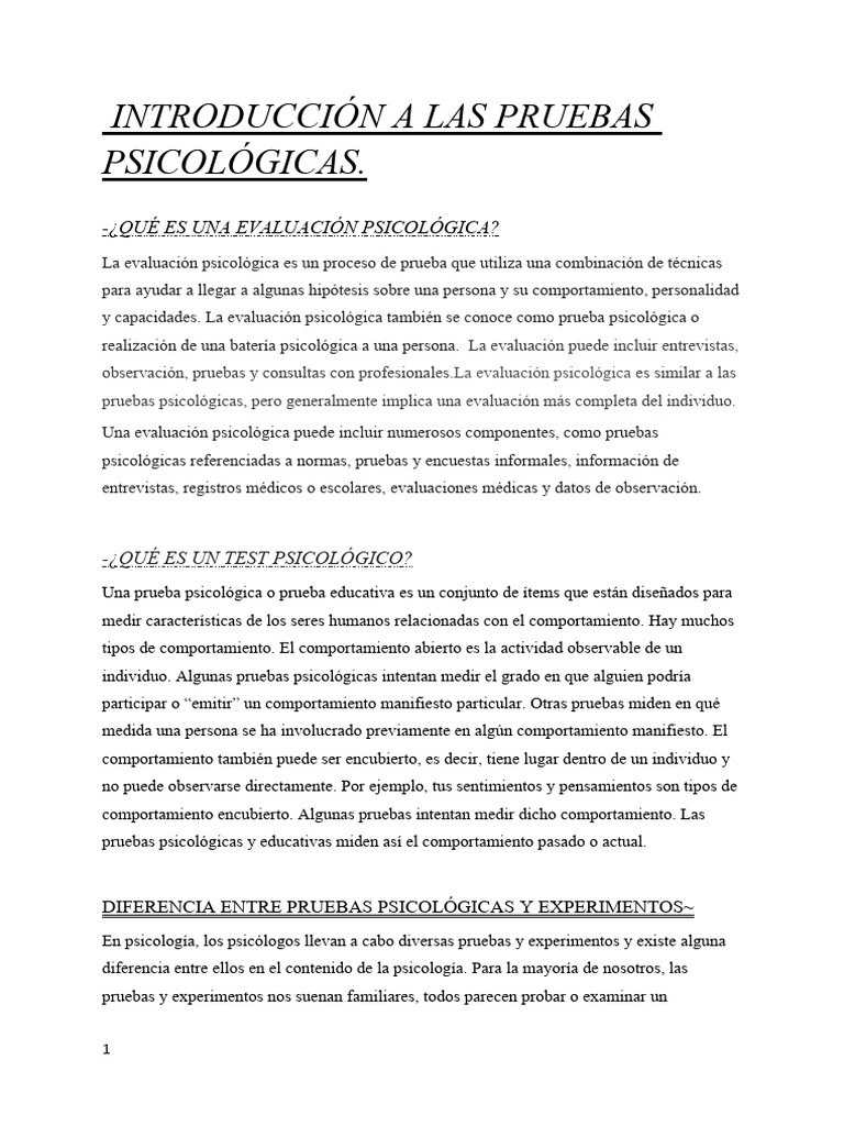 Introducción A Las Pruebas Psicológicas | PDF | Validez (Estadísticas) | Sicología