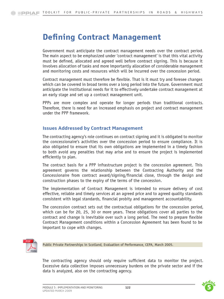 Defining Contract Management | PDF | Public–Private Partnership | Concession (Contract)