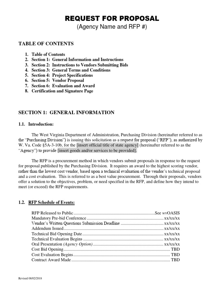 Request For Proposal: (Agency Name and RFP #) | PDF | Request For ...