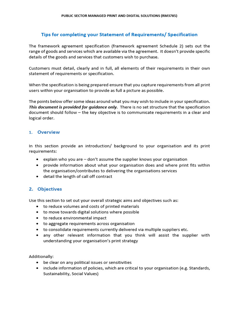RM3785 Customer Guidance - Tips For Creating Your Print Specification ...