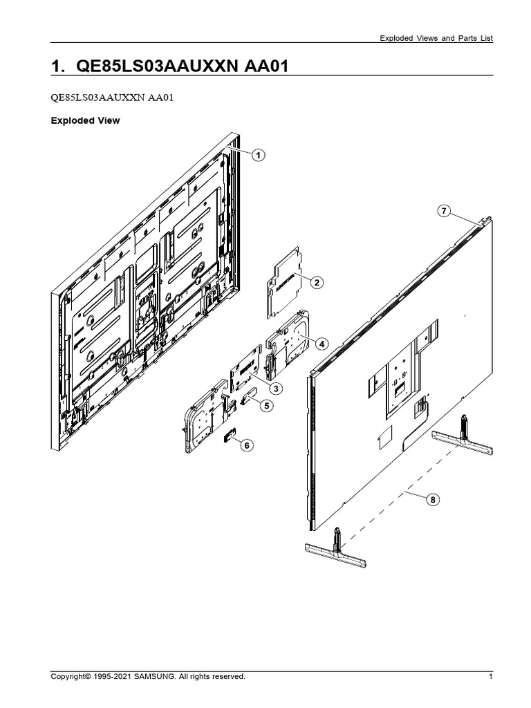 Samsung Qe85ls03a Exploded View Parts List | PDF | International System ...