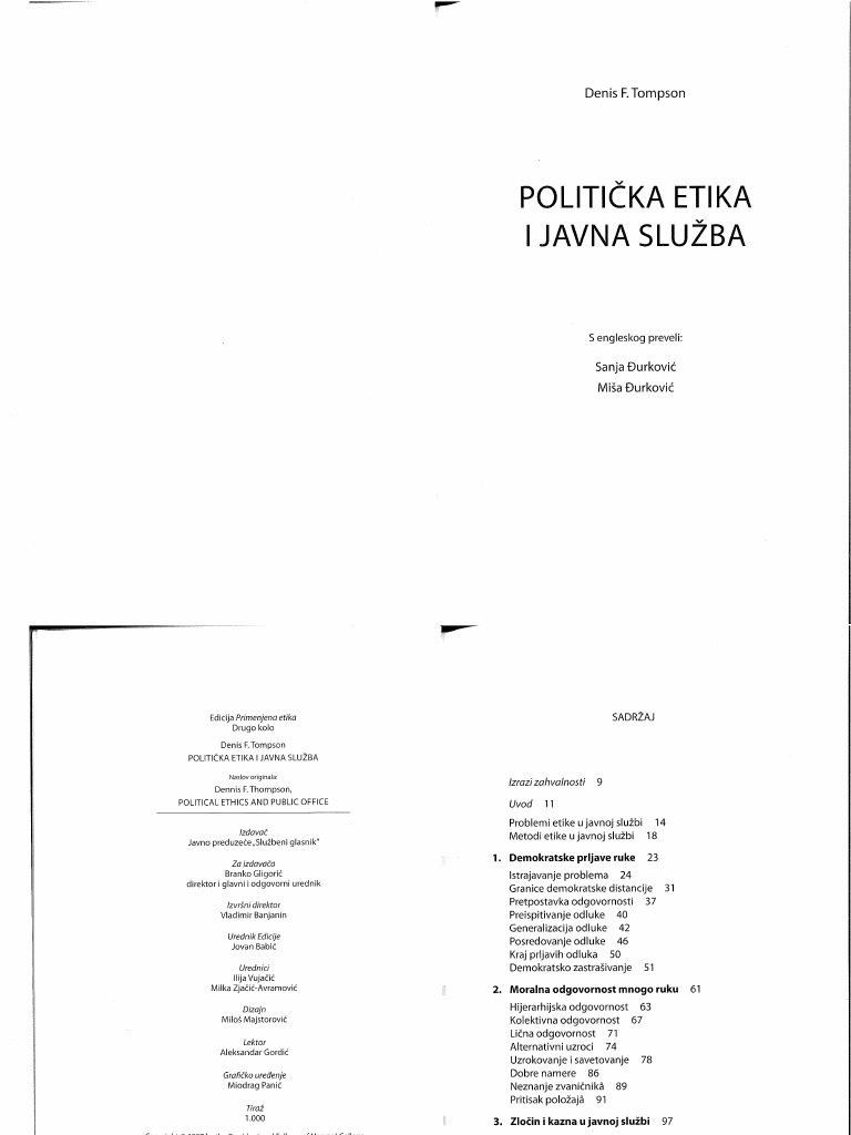 Politicka Etika I Javna Sluzba | PDF