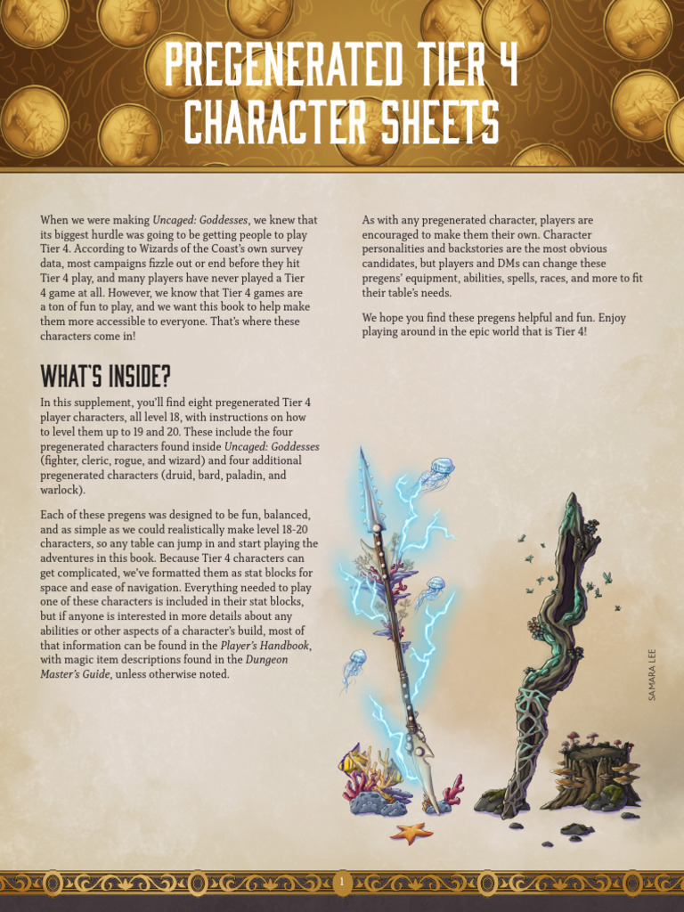 D&D 5 0 DMG Uncaged Goddesses Pregenerated Characters | PDF | Gary ...