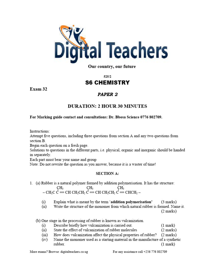 A Level Chemistry Paper 2 Exam 32 | PDF | Physical Chemistry | Chemistry